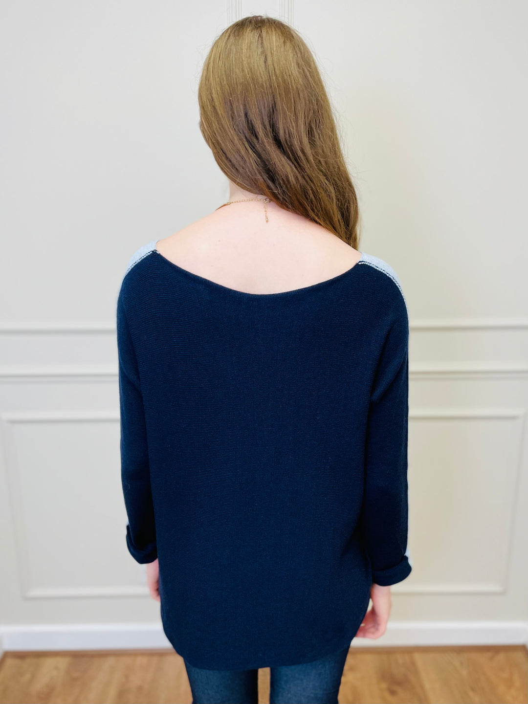 "AMY" Two Tone Jumper-Blue & Navy – RILEY Boutique