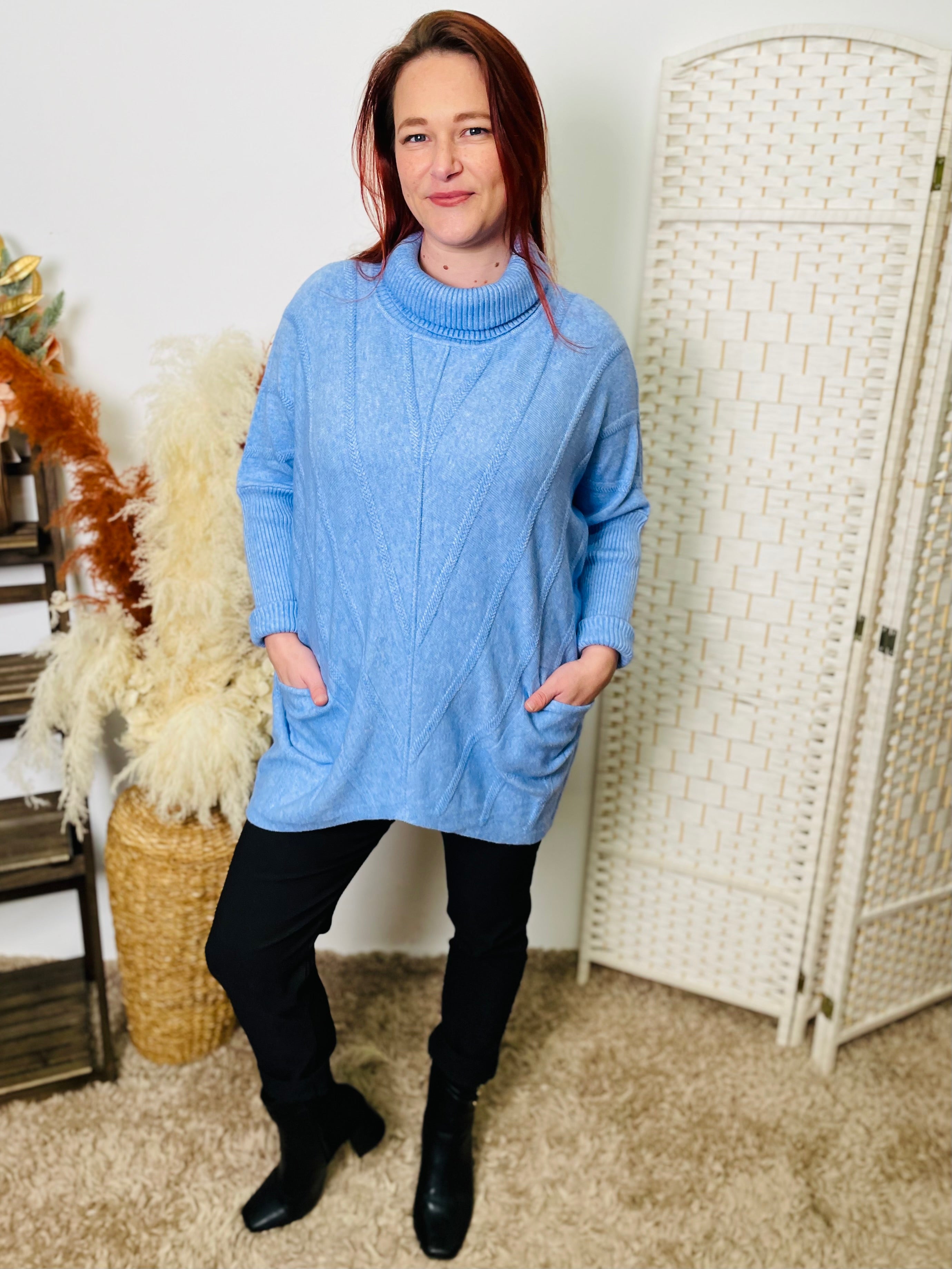 "ARIZONA" Knitted Jumper-Sky Blue – RILEY Boutique