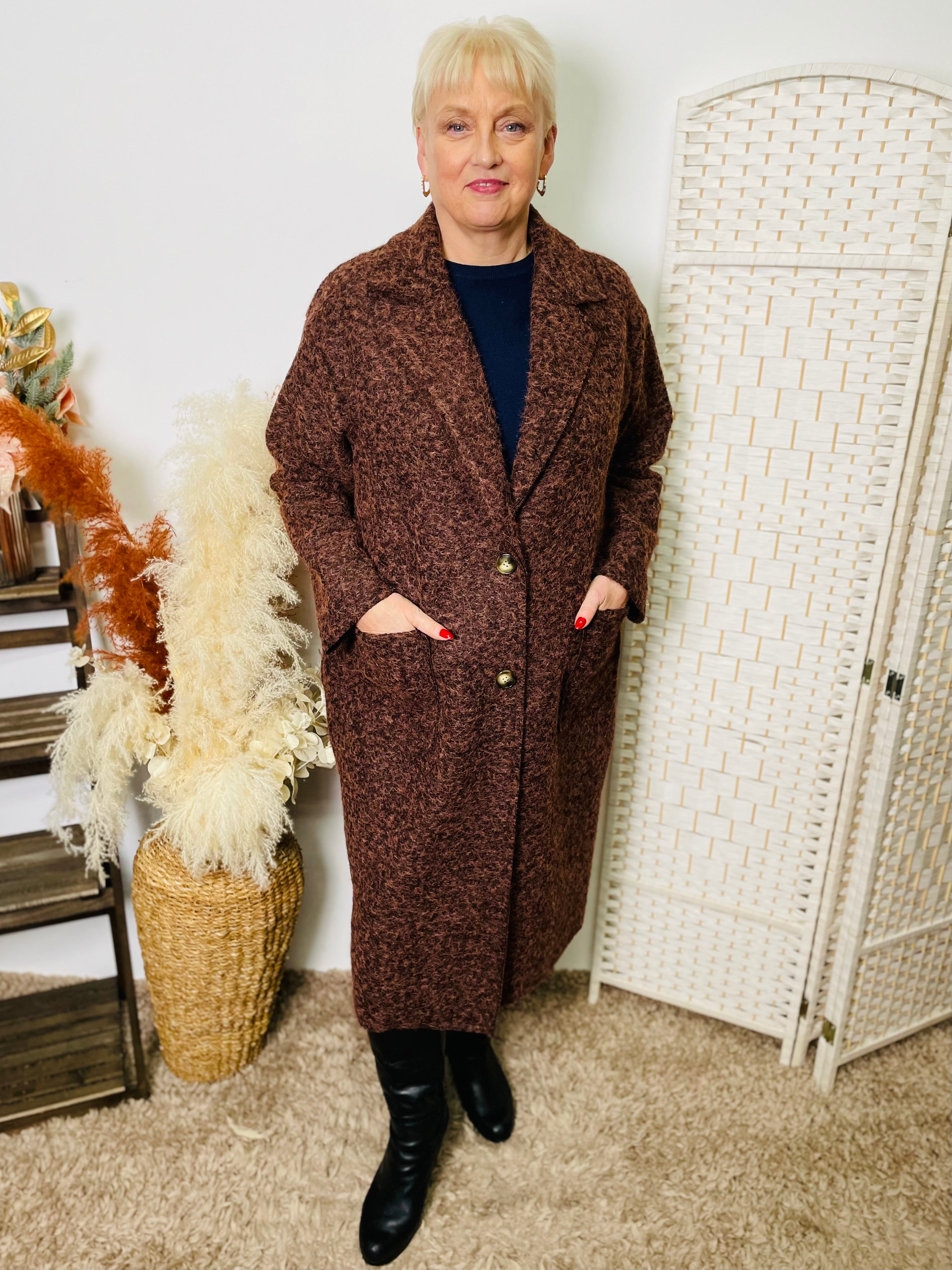 "JOSEPHINE" Longline Coat-Chocolate Brown – RILEY Boutique